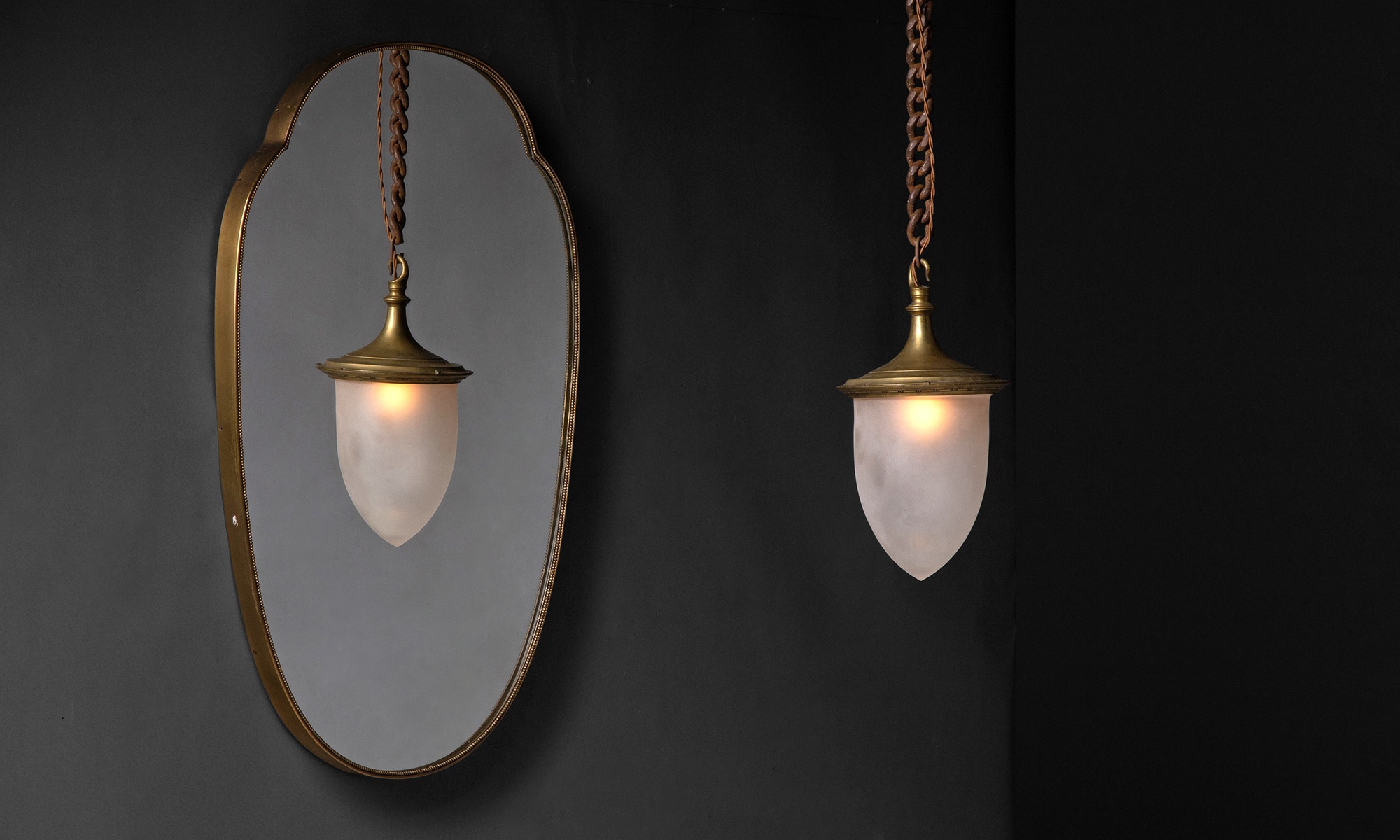 Brass Wall Mirror / Glass Acorn Pendant :: Obsolete