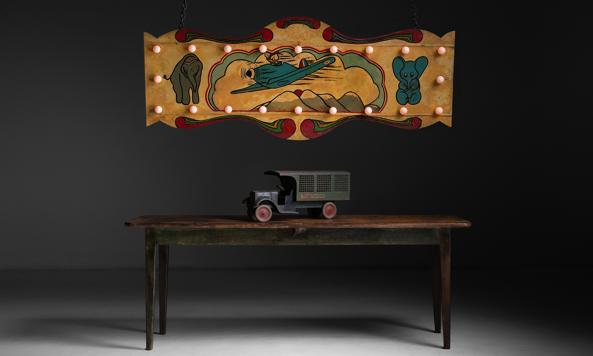 73 Inch Long “Donald Duck Flying” Fairground Sign / Farmhouse Table ...